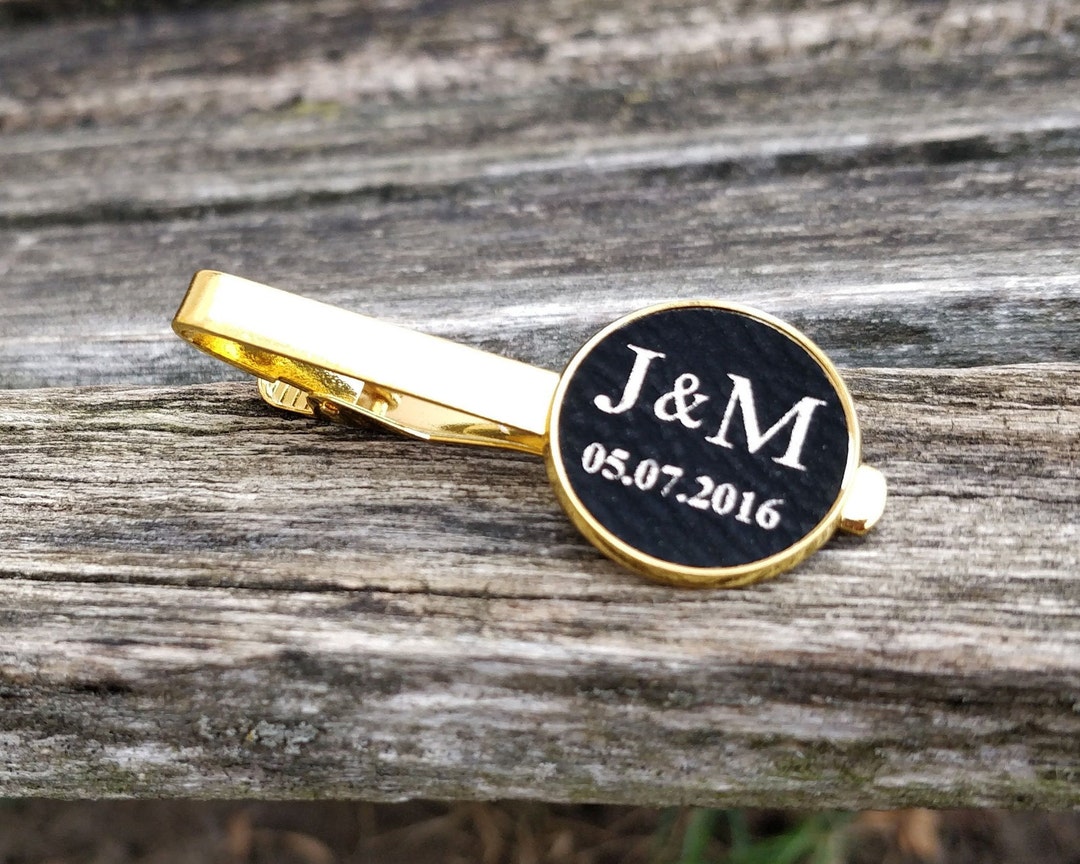 Custom Tie Clip. Leather, Laser Engraved. Wedding, Groom, Groomsmen ...