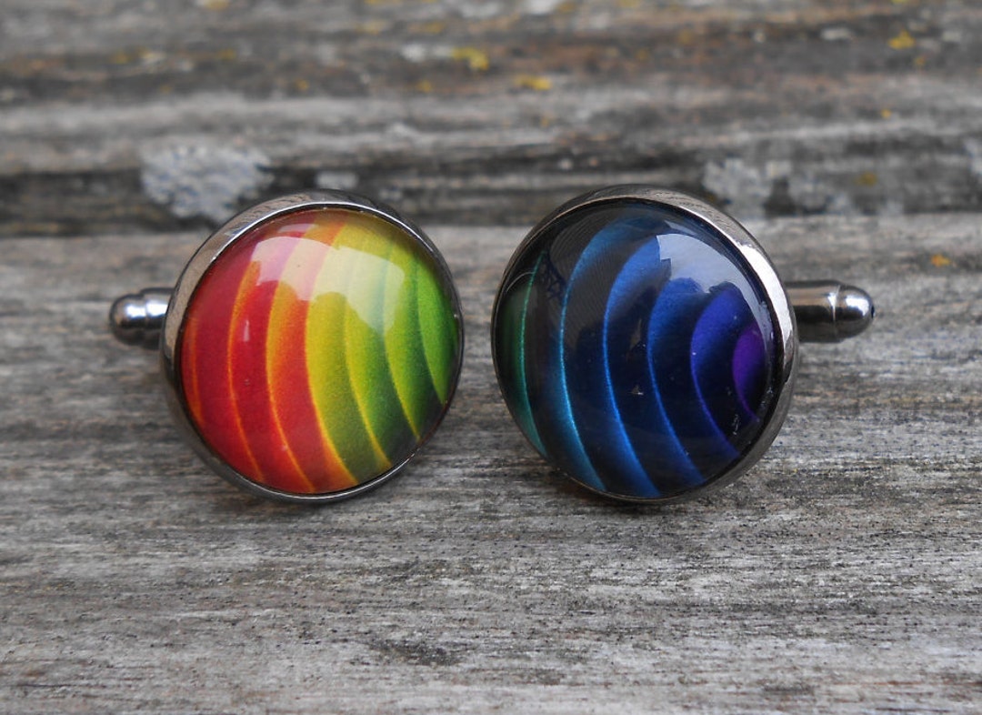 Rainbow Cufflinks. Wedding, Men's Christmas Gift, Groomsmen, Dad ...