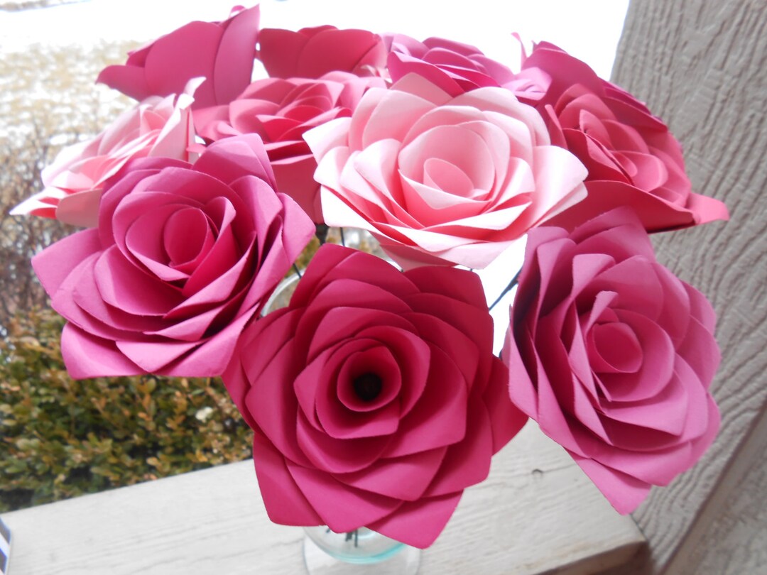 Dozen Paper Roses. CHOOSE YOUR COLORS! Anniversary, Birthday, Valentine ...