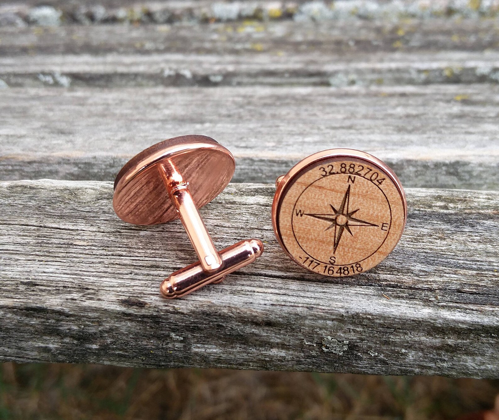 Custom Coordinate Cufflinks. Compass Personalized Monogram. | Etsy