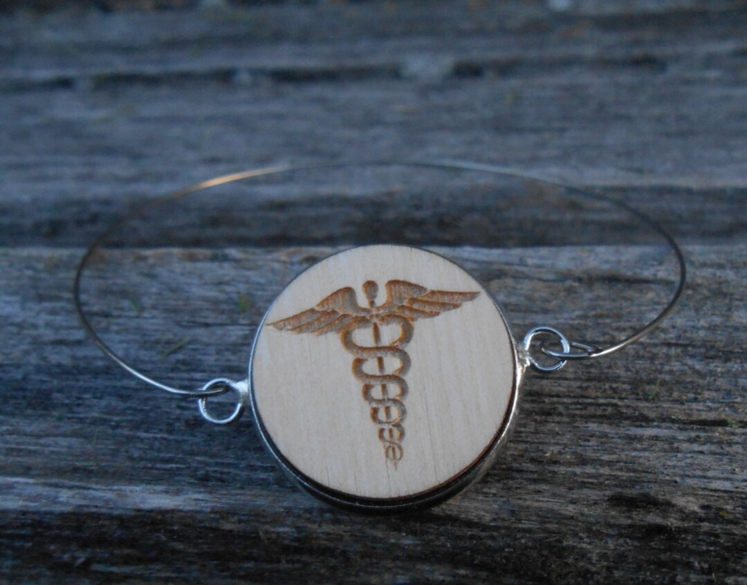 Caduceus Bracelet. Unique Gift Laser Engraved Wood. Medical - Etsy