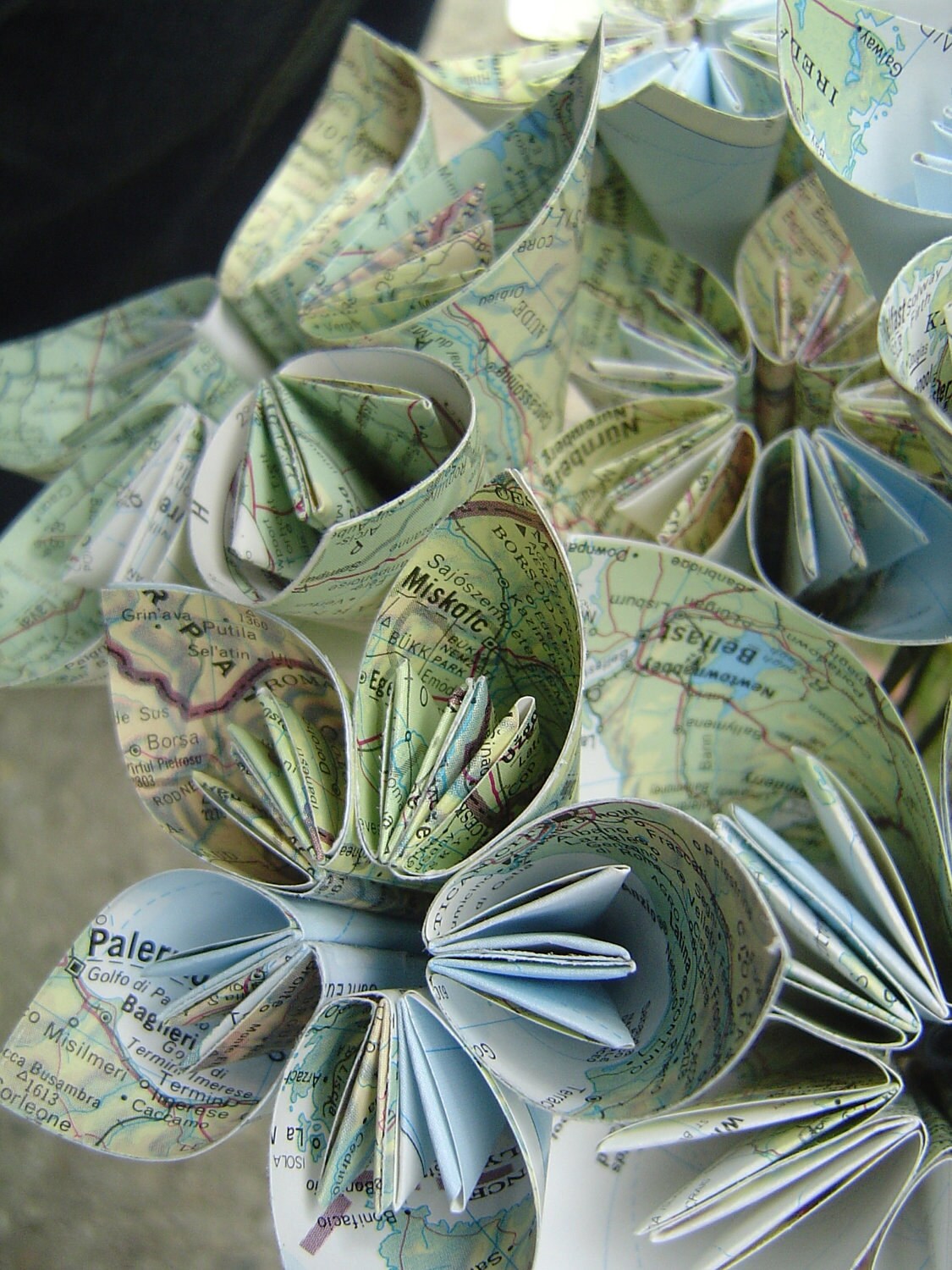 Vintage Map Paper Flower Bouquet. Origami. Gift for Mom, First ...