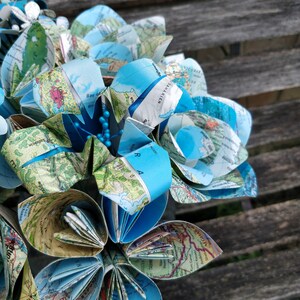 Vintage Map Paper Flower Bouquet, Origami Paper Flowers. Wedding ...
