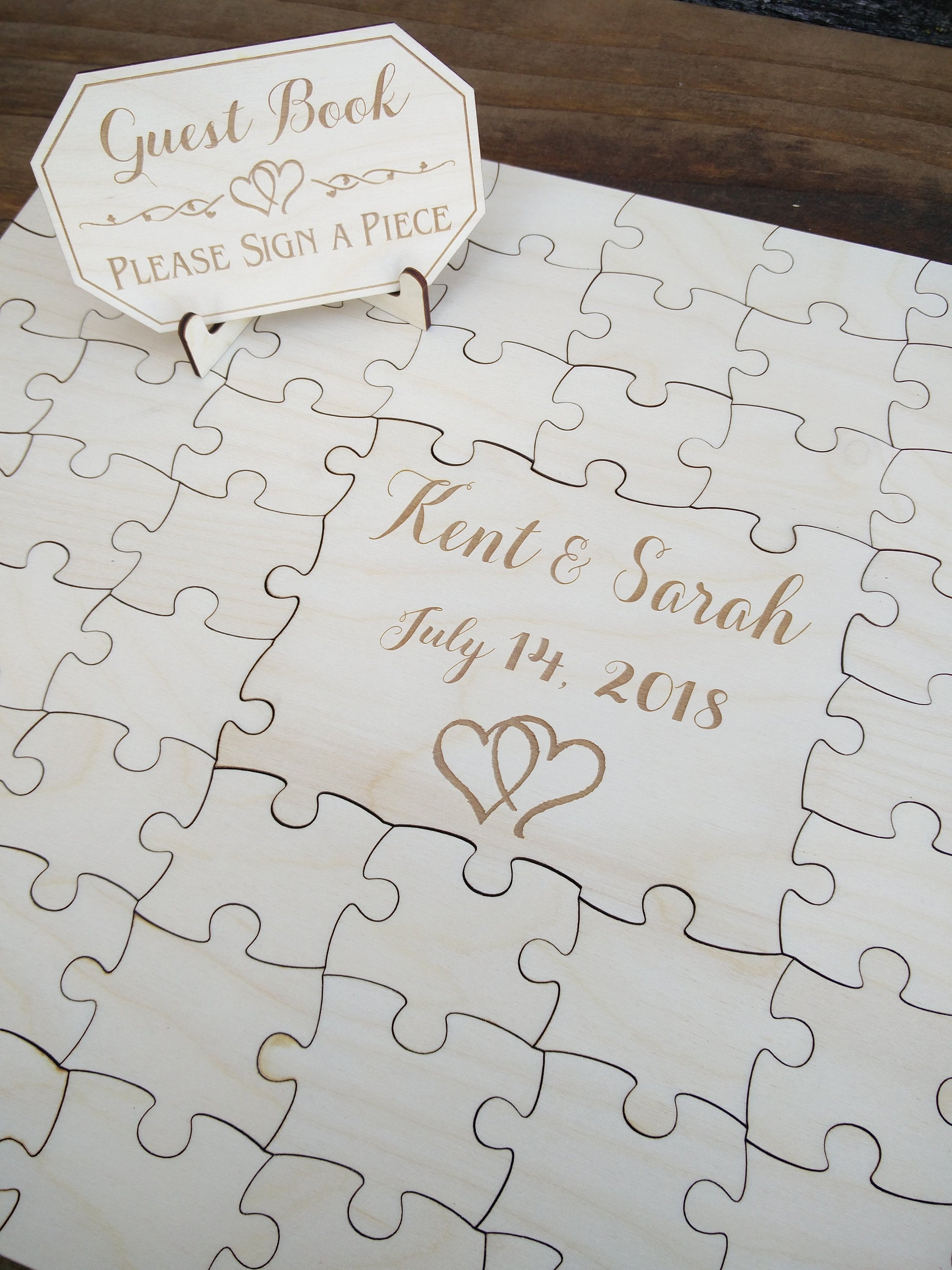 Wood Guest Book Puzzle. Personalized, Guest Book Alternative. Wedding ...