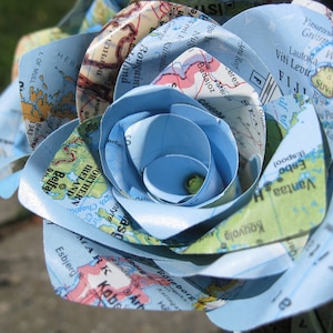Vintage Map Paper Rose. CHOOSE YOUR AMOUNT. Anniversary, Birthday ...