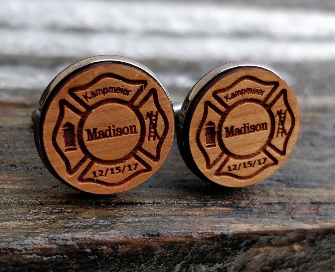 PERSONALIZED Firefighter Cufflinks. Laser Engraved. Wedding, Men's ...