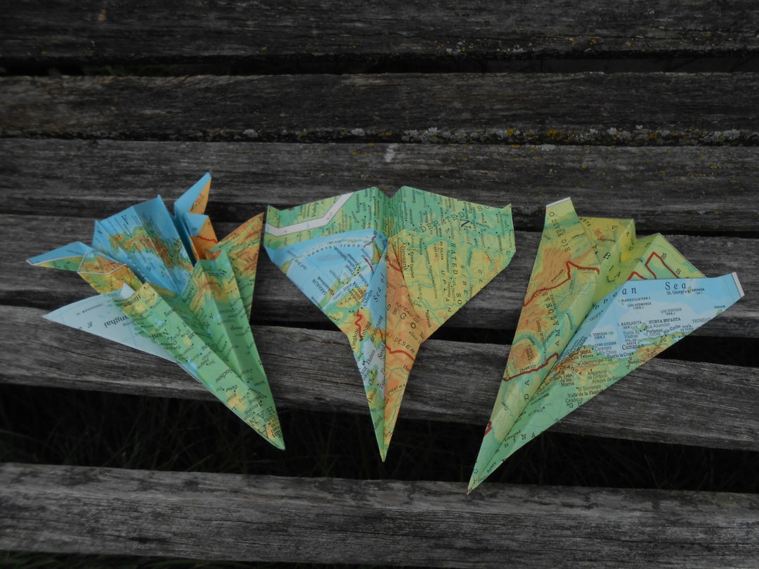 Vintage Map Paper Airplanes. CHOOSE YOUR PLANES. Escort Cards, Wedding ...