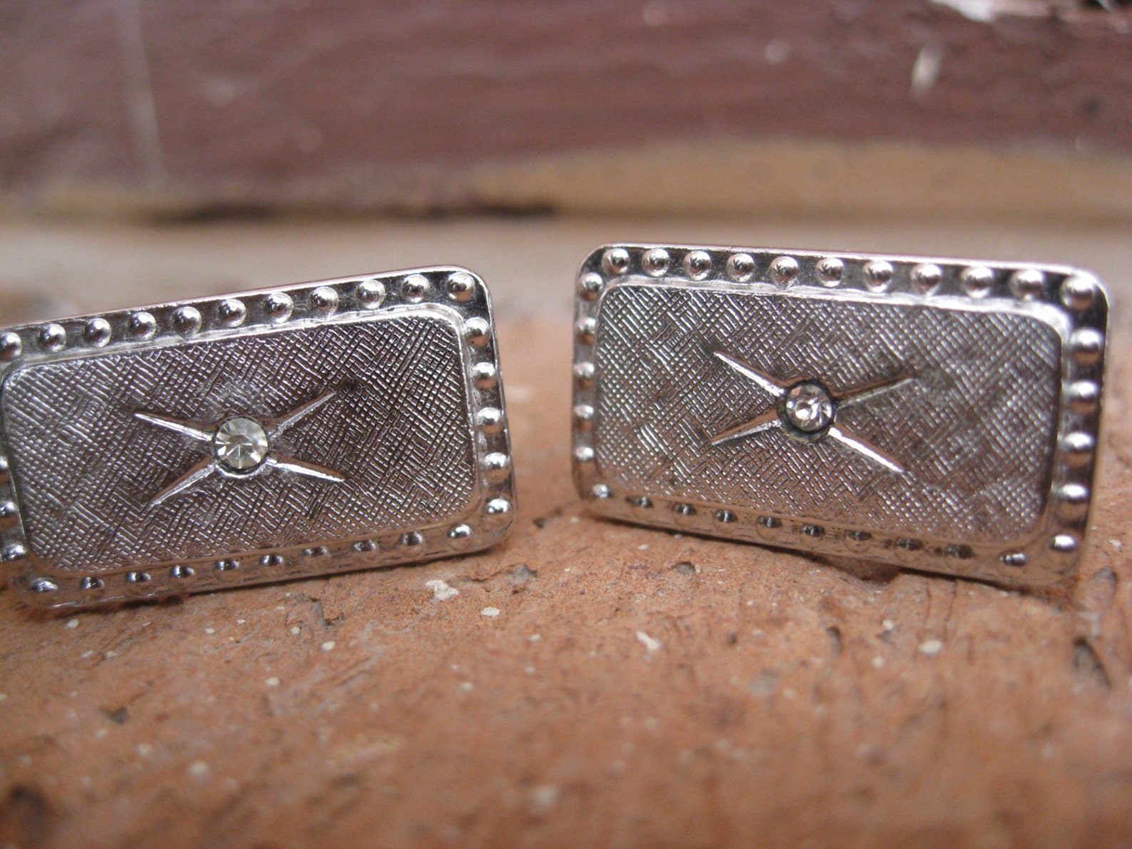 SALE: Vintage Silver & Rhinestone Cufflinks. Wedding | Etsy