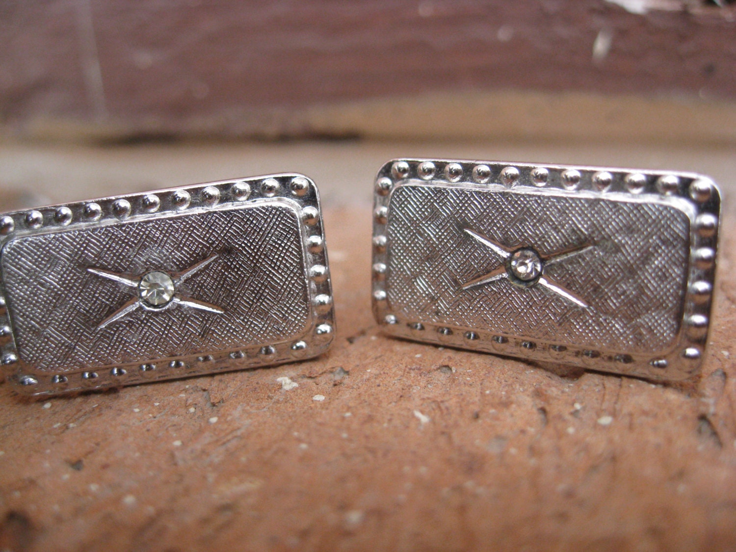 SALE: Vintage Silver & Rhinestone Cufflinks. Wedding | Etsy