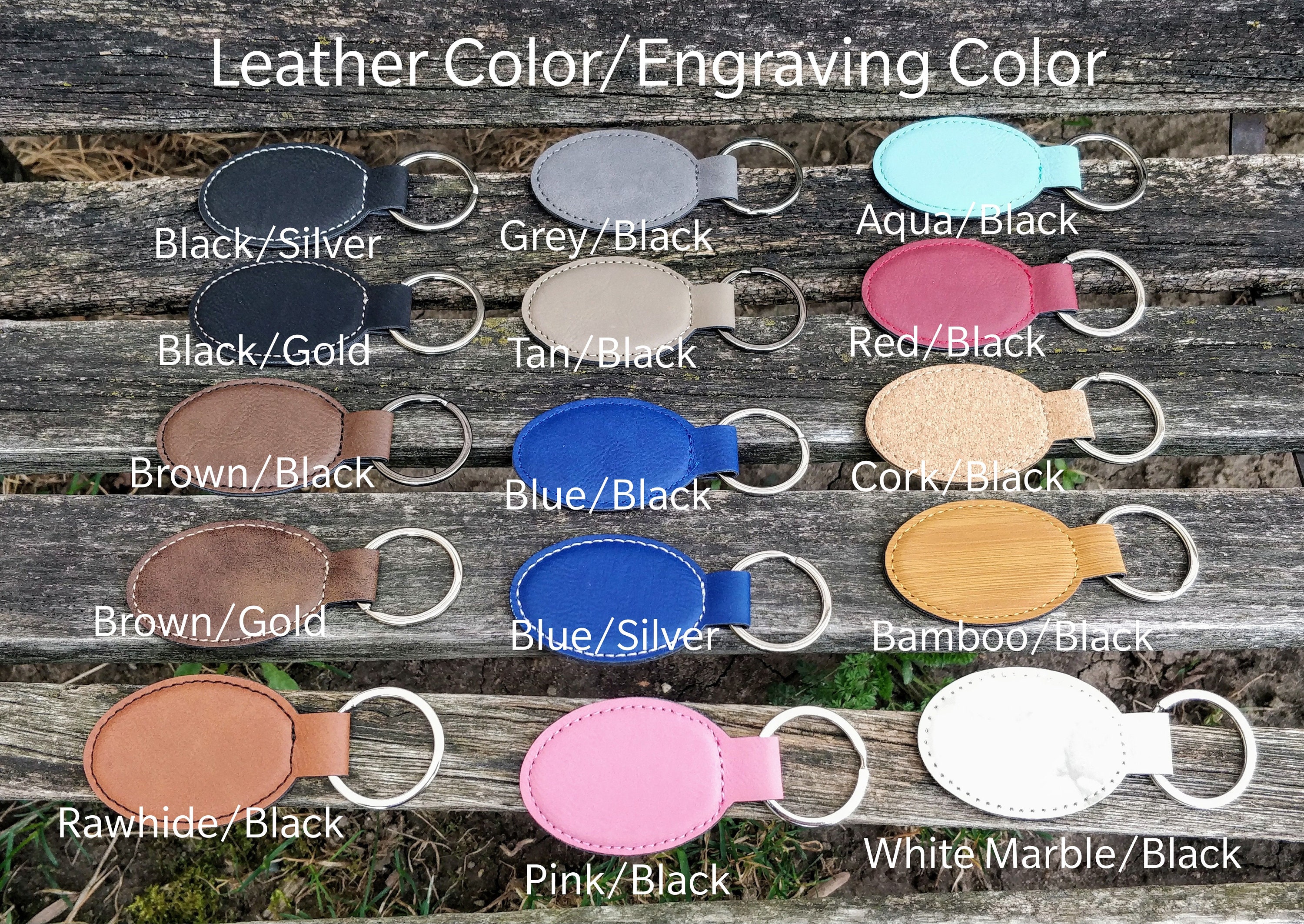 Customized Leather Keychain. Laser Engraved Tag. Wedding, Groomsmen ...