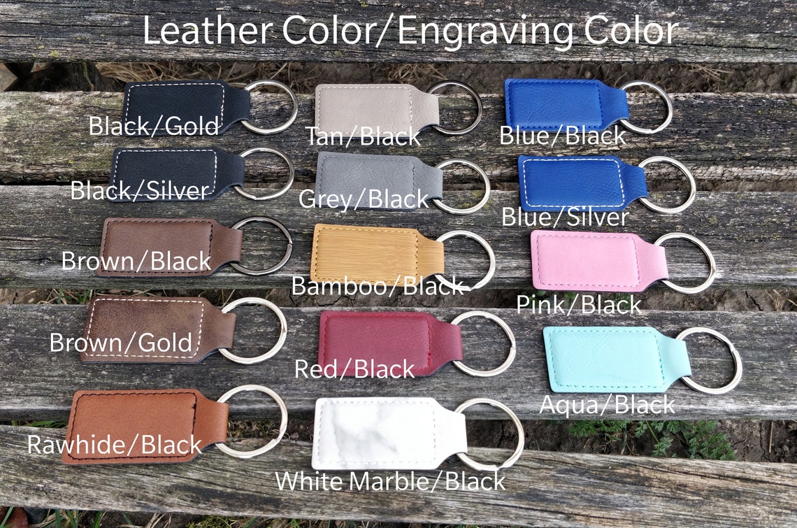 Customized Leather Keychain. Laser Engraved Tag. Wedding | Etsy