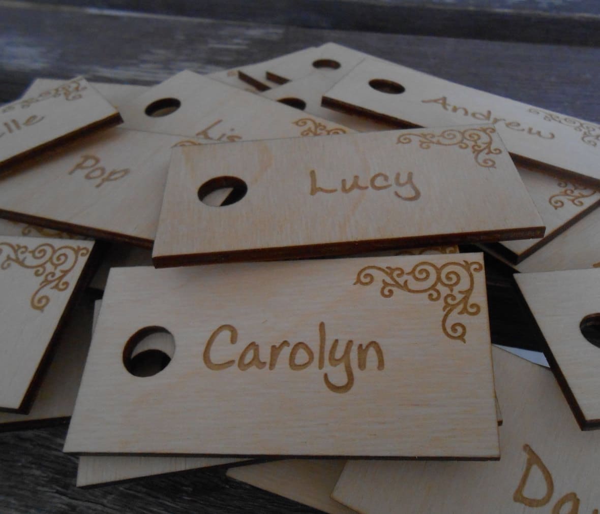 70 Wedding Name Tags. Personalized Tags. Laser Engraved Wood. | Etsy