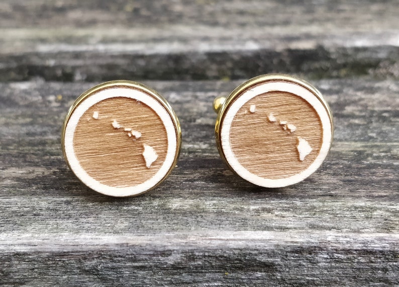 Wood STATE Cufflinks. HAWAII. Laser Engraved. Wedding - Etsy