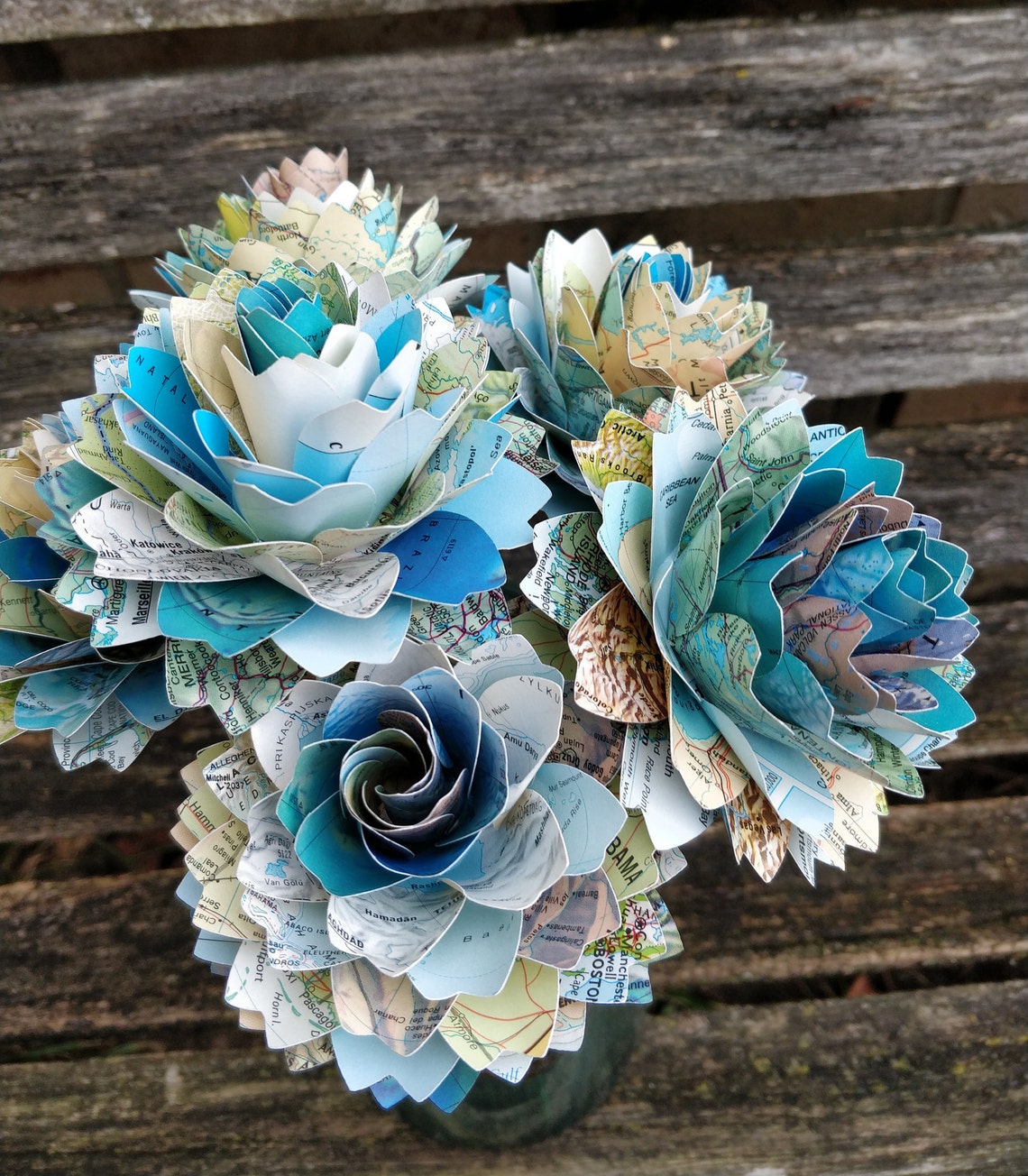 Map Flowers Half Dozen Dahlias. Centerpiece Wedding Paper | Etsy