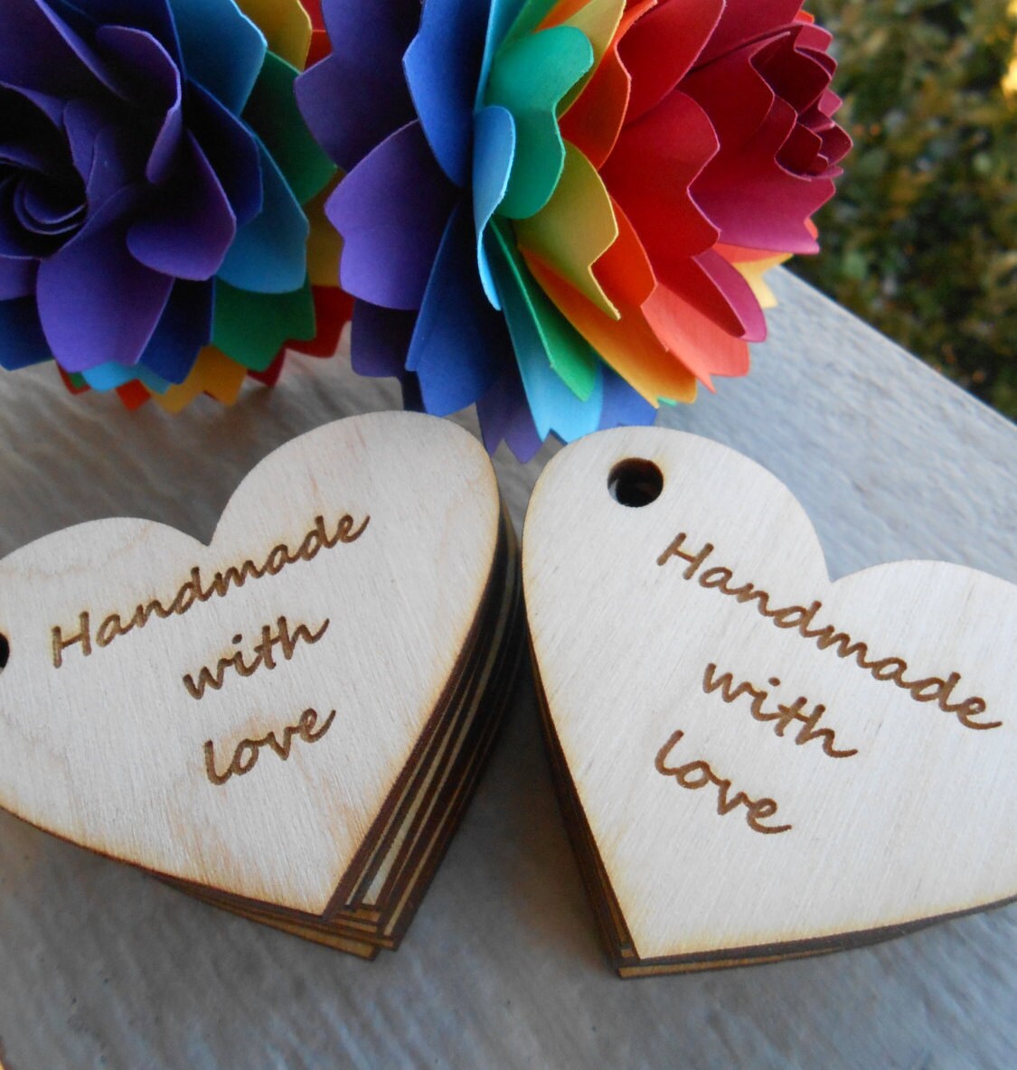 20 handmade With Love Heart Tags. Laser Cut | Etsy