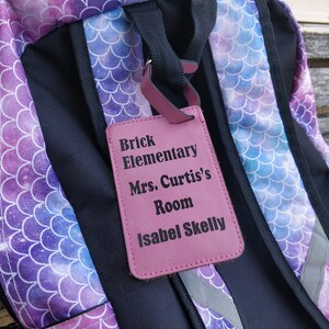 Customized Backpack Tag. School Name Tag. Laser Engraved Leather ...