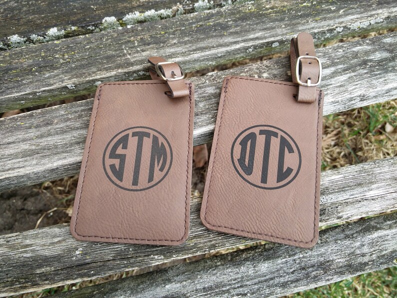 Customized Luggage Tag. Laser Engraved Leather. Wedding - Etsy