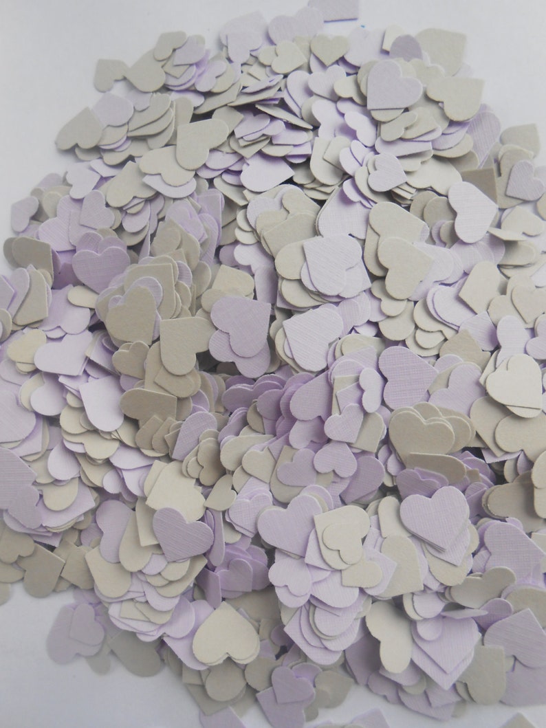 Over 2000 Mini Confetti Hearts. GREY & LAVENDER Mix. Wedding, Party ...