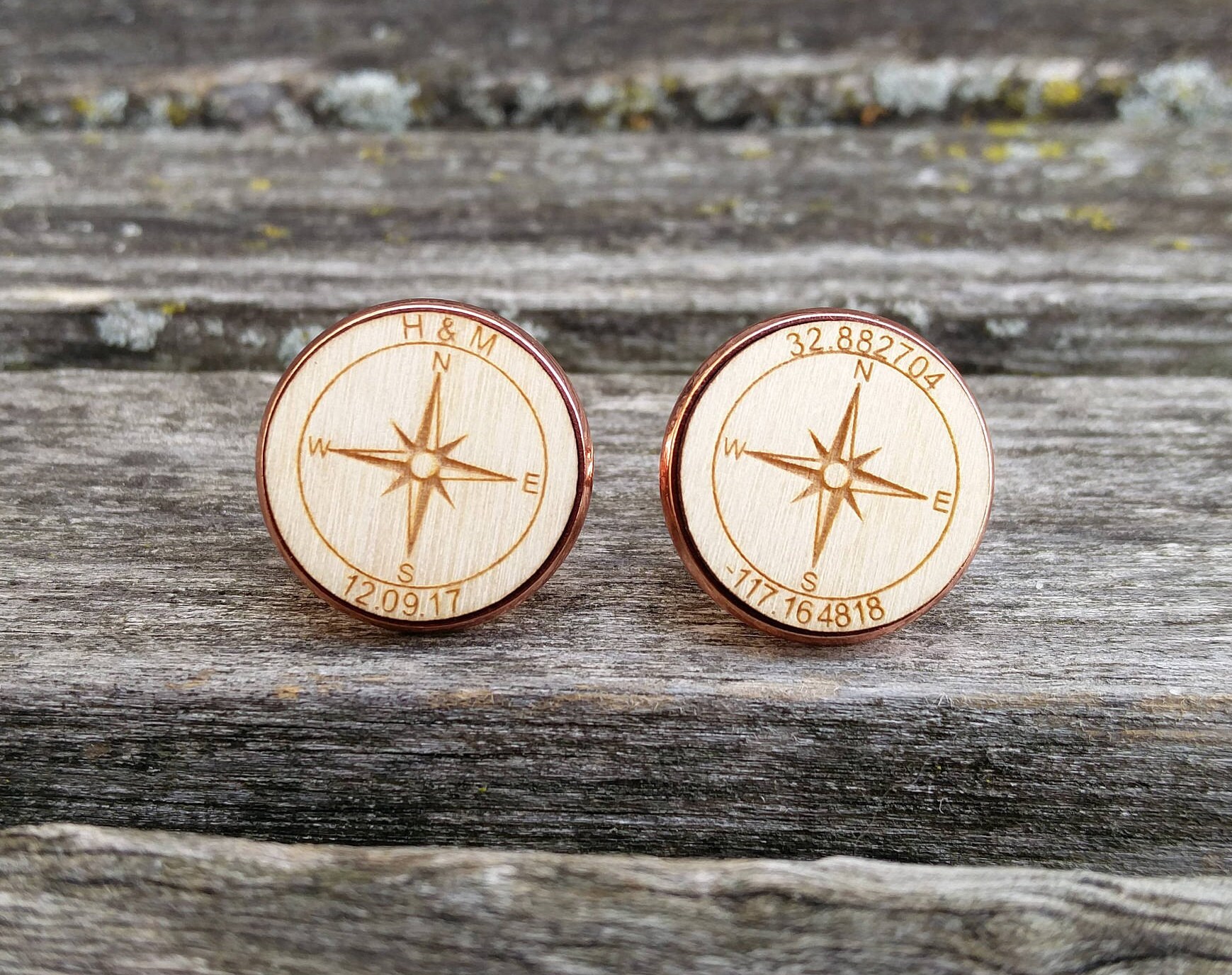 Custom Coordinate Cufflinks. Compass Personalized Monogram. | Etsy