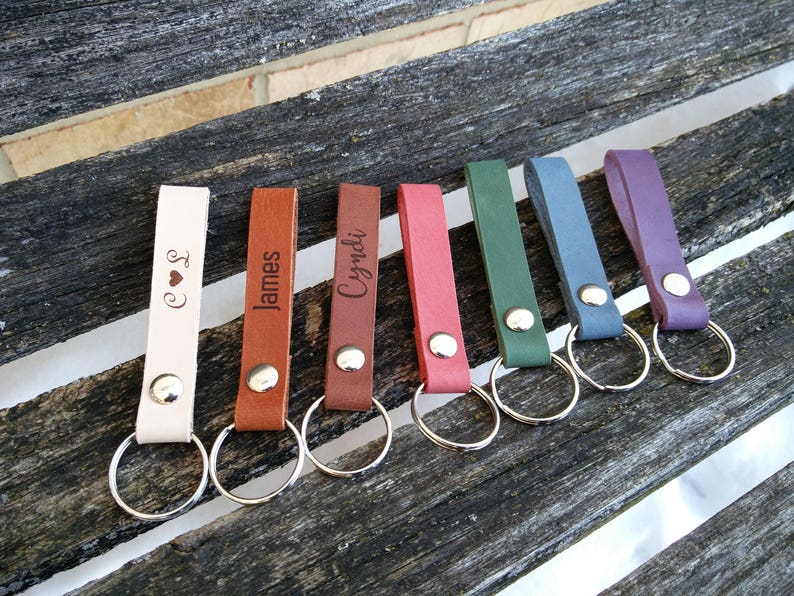 Customized Leather Keychain. Laser Engraved Tag. Wedding - Etsy