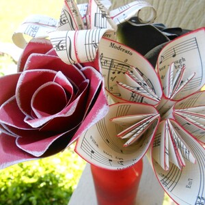 Sheet Music Bouquet. Red & Black. or CHOOSE YOUR COLORS. Musician Gift ...