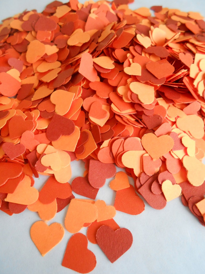 Over 2000 Mini Confetti Hearts. Shades of Orange. Weddings - Etsy