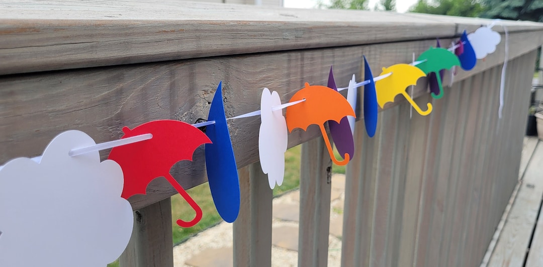 15 Foot Rainbow Garland. Cloud, Raindrop, Umbrella Garland. Wedding ...