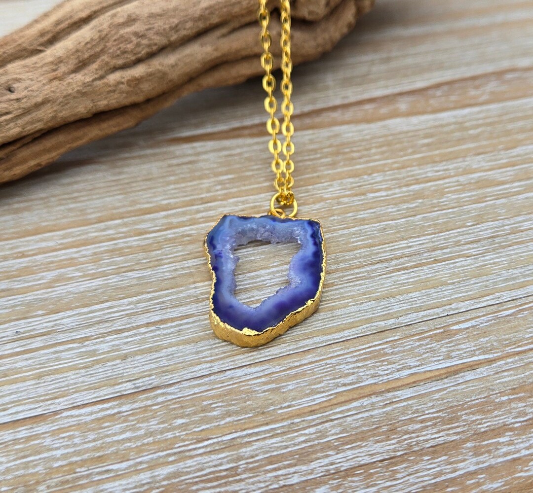 Blue Geode Necklace. Anniversary Gift, Birthday Gift, Gift for Mom ...