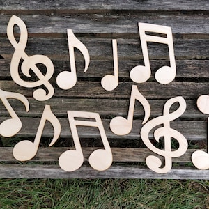 10 Music Notes, Wood. CHOOSE YOUR SIZE. Decoration, Music, Teacher ...