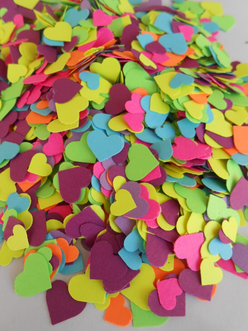Over 2000 Mini Confetti Hearts. Neon Fluorescents. Weddings, Showers ...