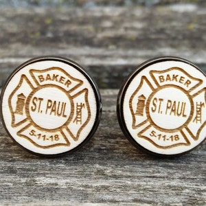 PERSONALIZED Firefighter Cufflinks. Laser Engraved. Wedding, Men's ...