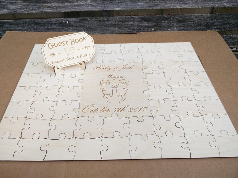 Wood Guest Book Puzzle. Personalized, Guest Book Alternative. Wedding ...