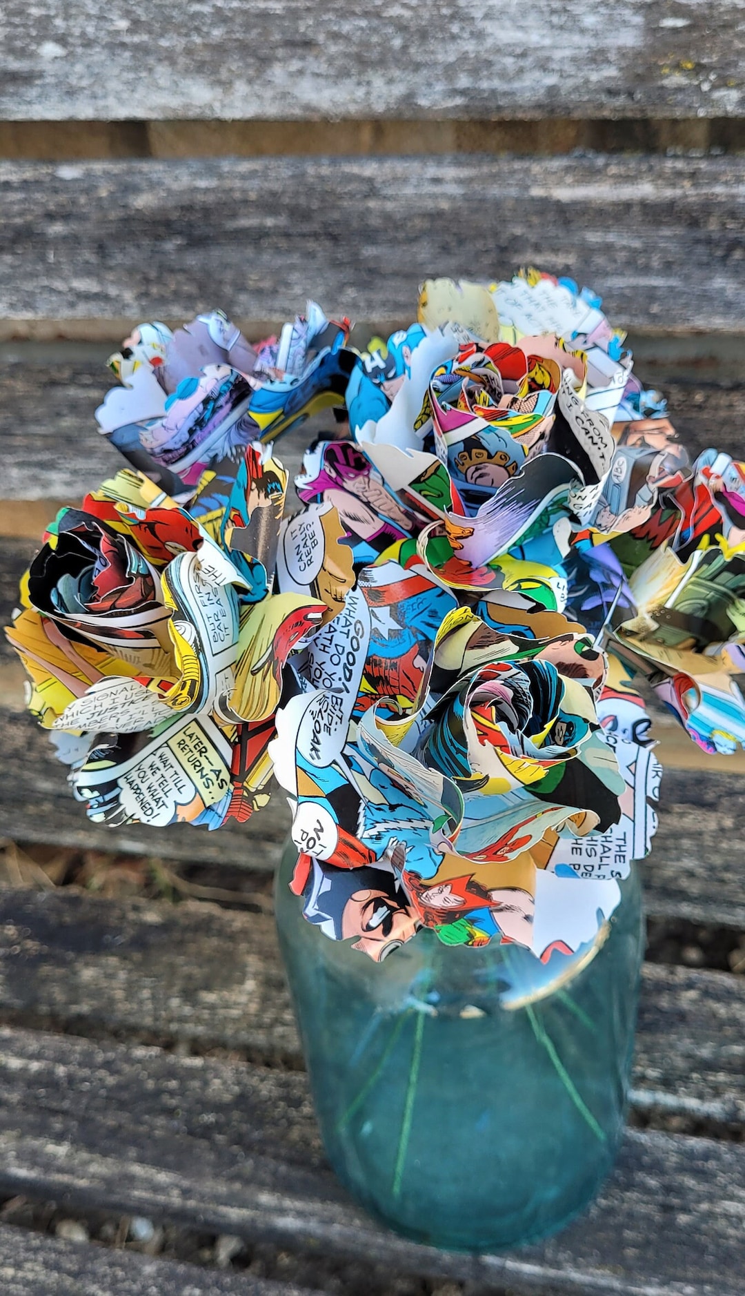 6 Comic Book Roses. Wedding, Birthday, First Anniversary, Centerpiece ...