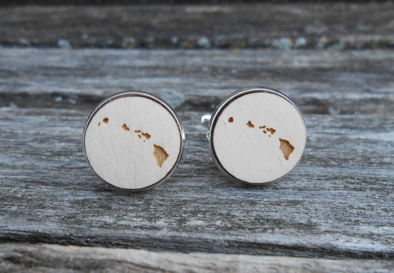 Wood STATE Cufflinks. HAWAII. Laser Engraved. Wedding - Etsy
