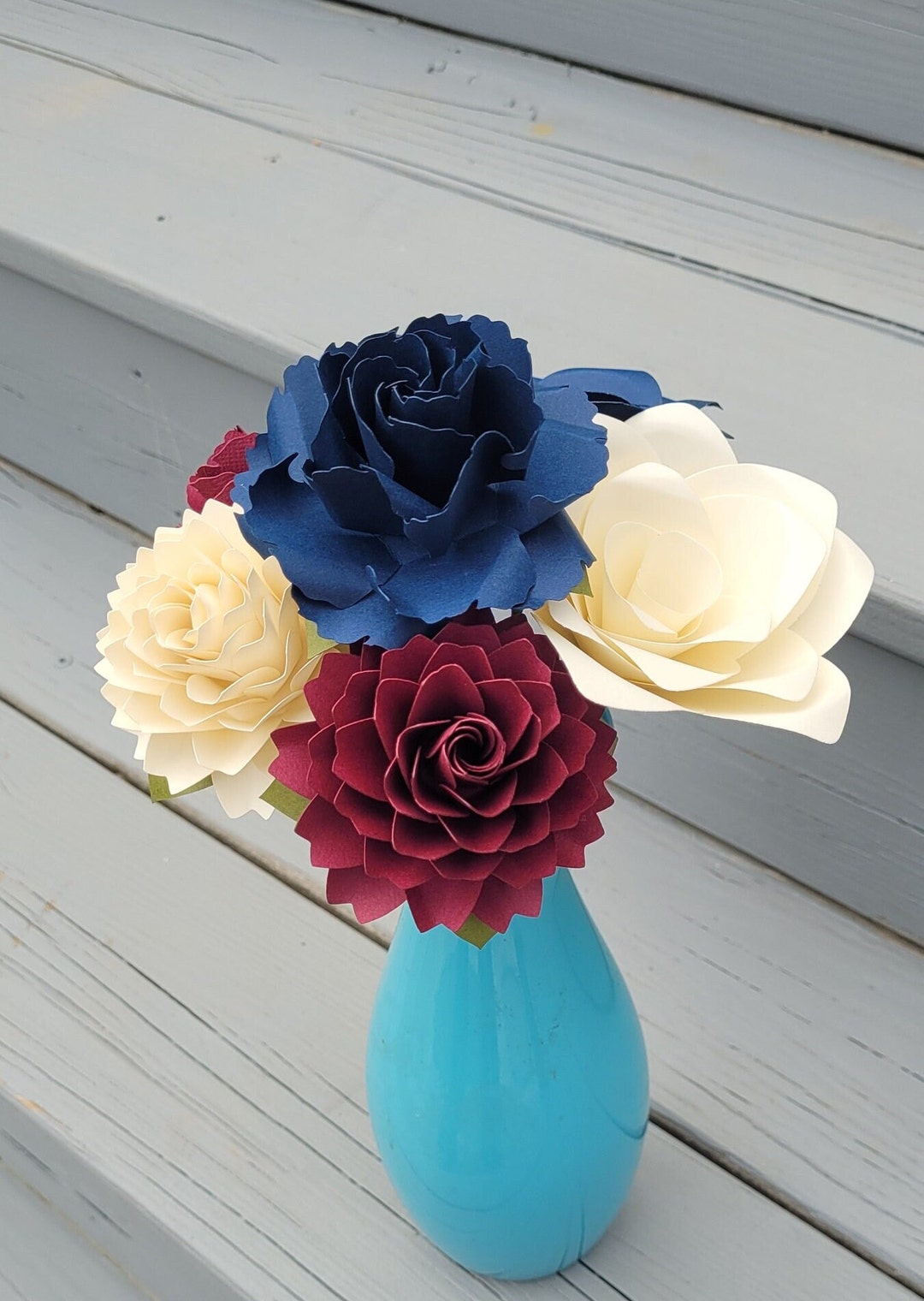 Custom Paper Flowers, Half Dozen. CHOOSE YOUR COLORS! Centerpiece ...