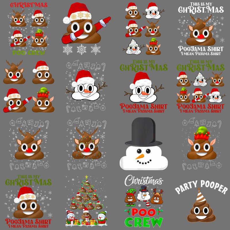 Christmas Poop Emoji Clipart - Etsy
