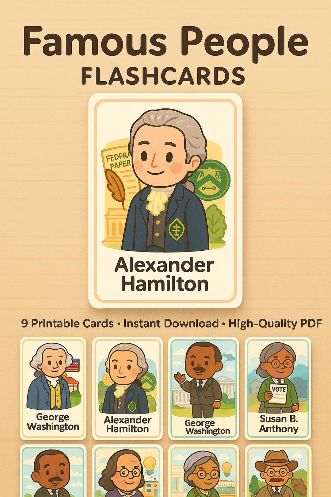 American Historical Figures Flashcards | Social Studies Printable ...