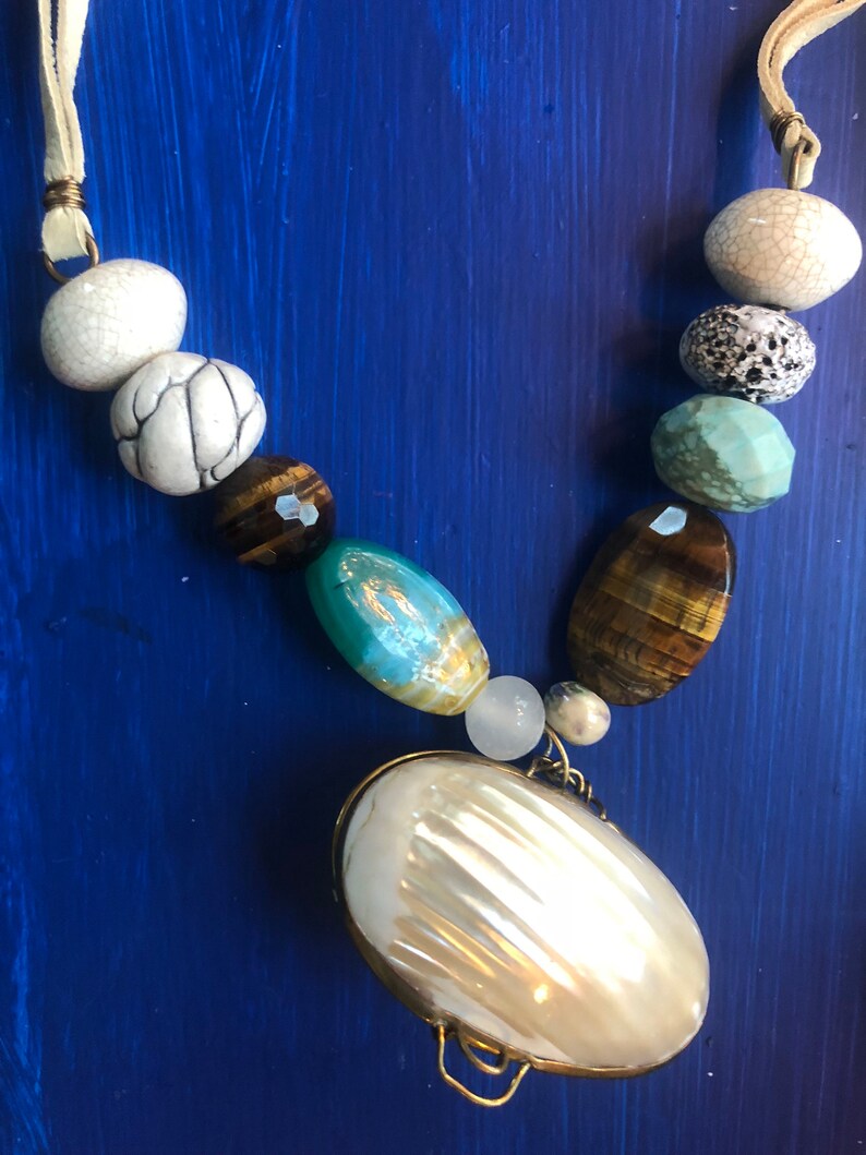 Shell Locket Necklace Moana Inspired Handmade Artisan - Etsy