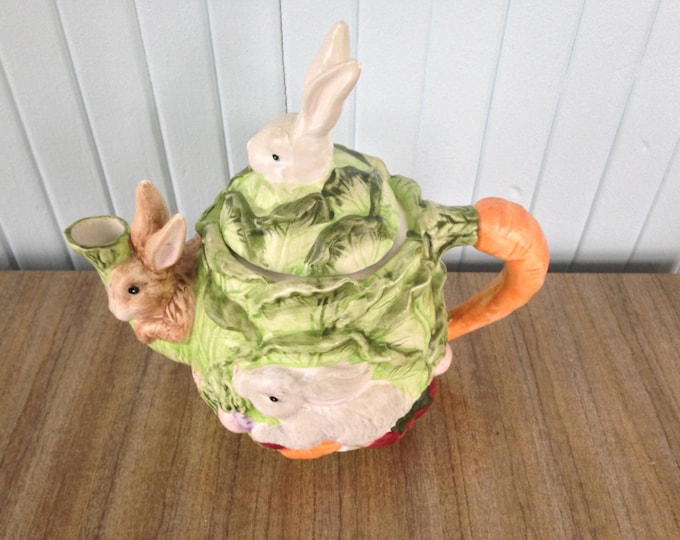 Vintage Majolica Bunny Rabbit Ceramic Teapot Vintage Home - Etsy