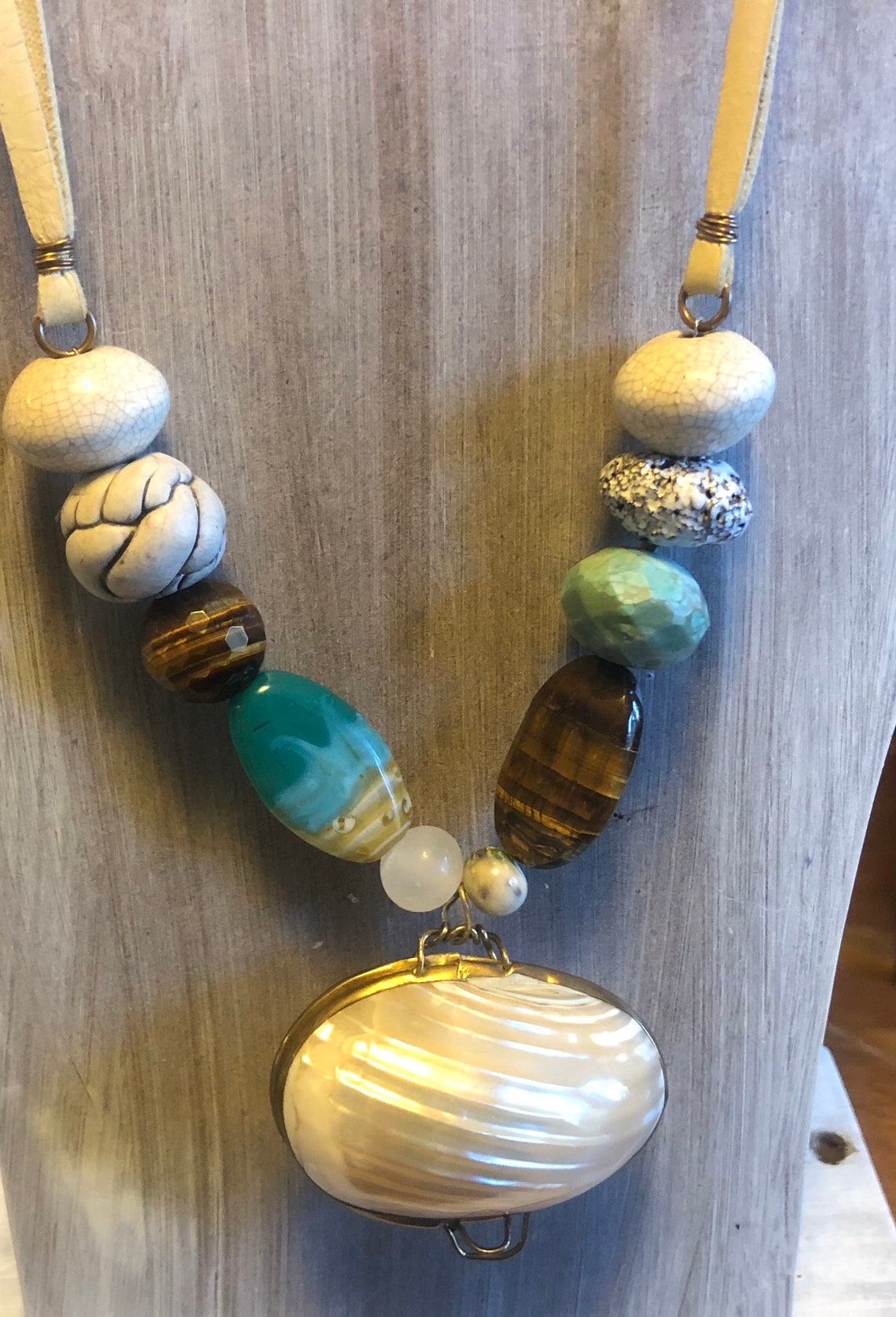 Shell Locket Necklace Moana Inspired Handmade Artisan - Etsy