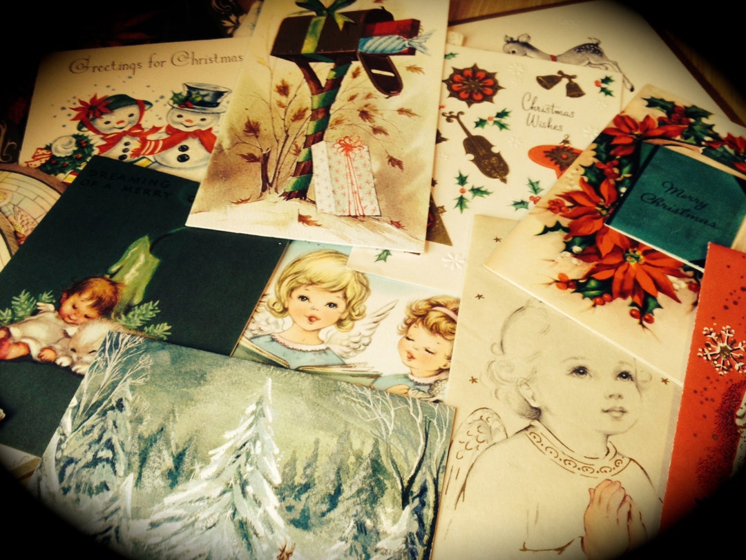 Vintage Christmas Card Collection Vintage Holiday Paper Ephemera - Etsy