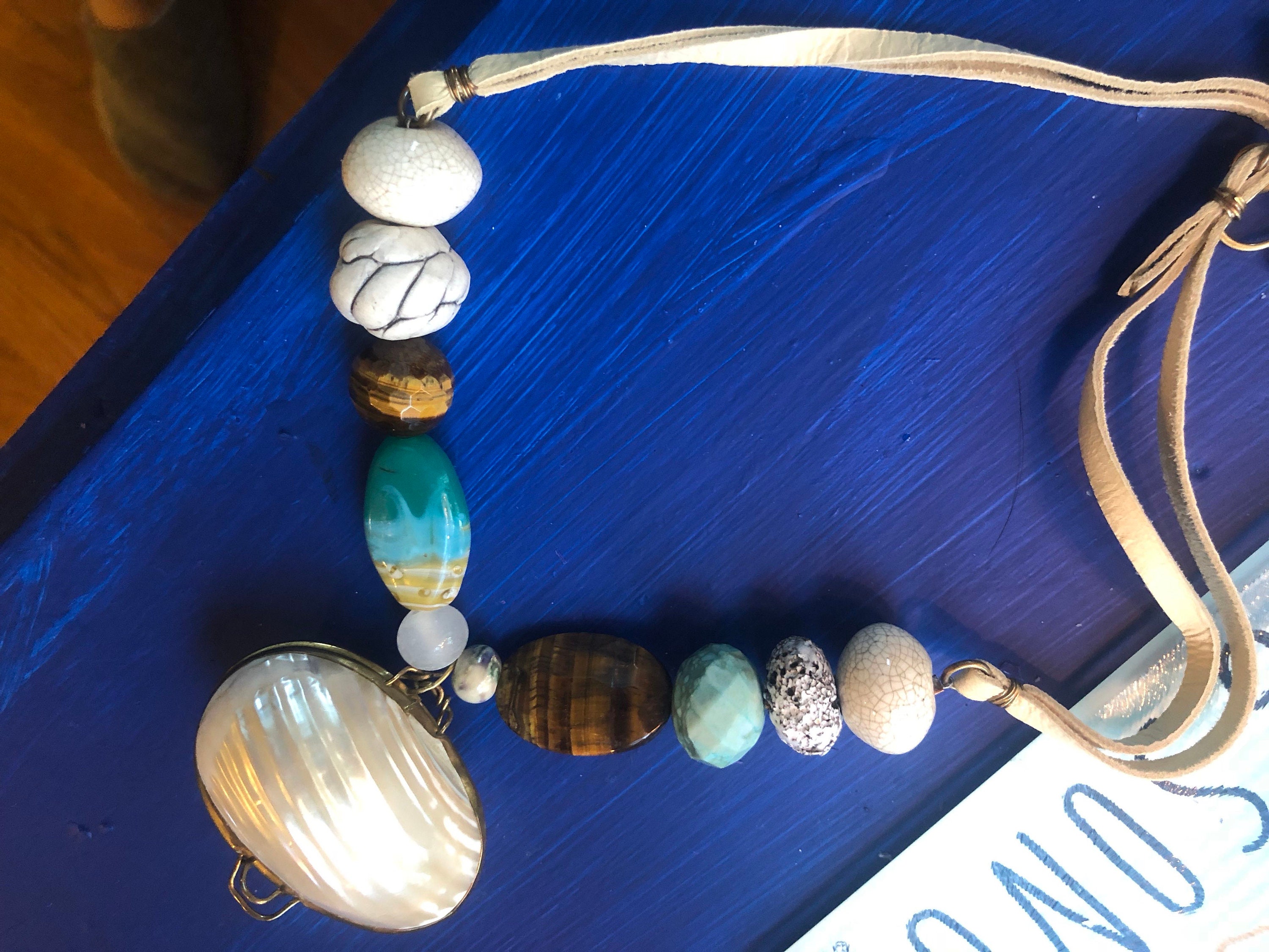 Shell Locket Necklace Moana Inspired Handmade Artisan - Etsy