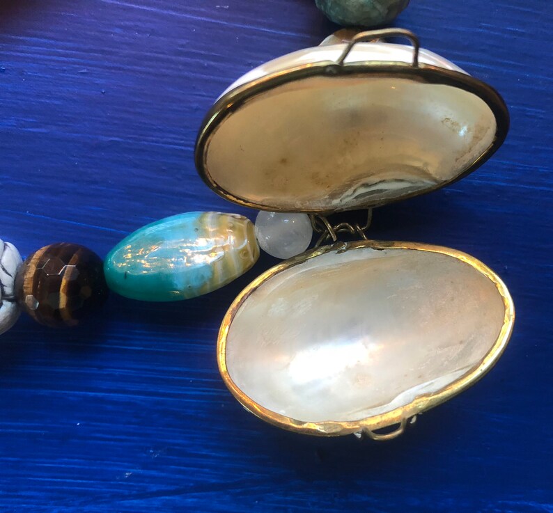 Shell Locket Necklace Moana Inspired Handmade Artisan - Etsy