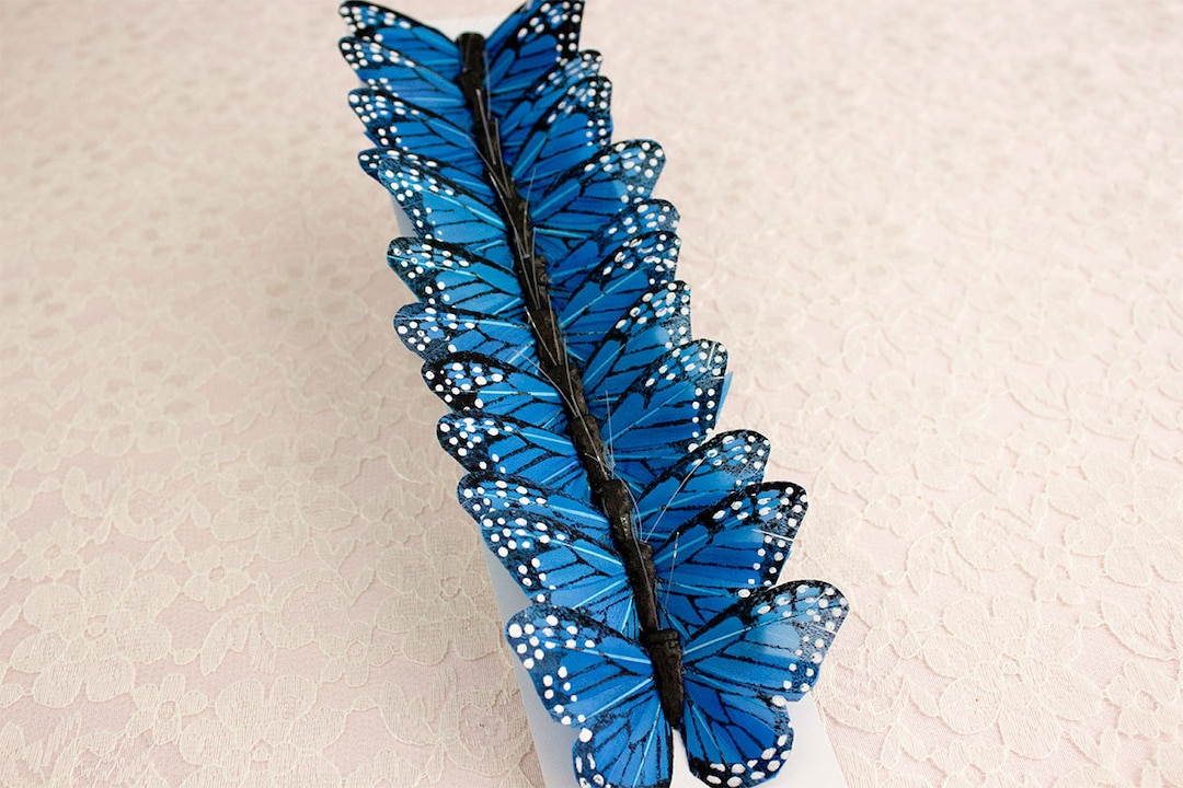BLUE Feather Butterflies One Dozen Monarch Butterflies 3 Inch - Etsy