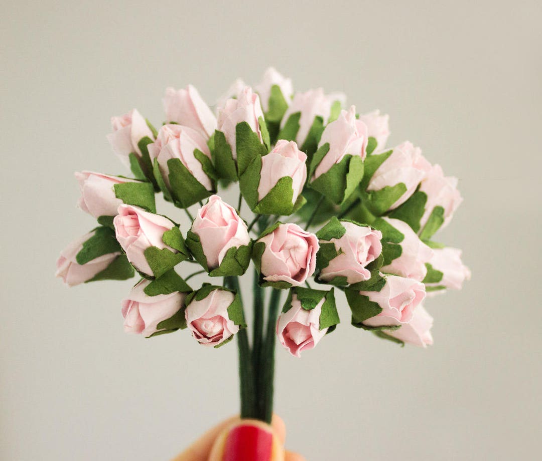 Vintage Bouquet Light Pink Paper Rosebud Flowers One Dozen Vintage ...