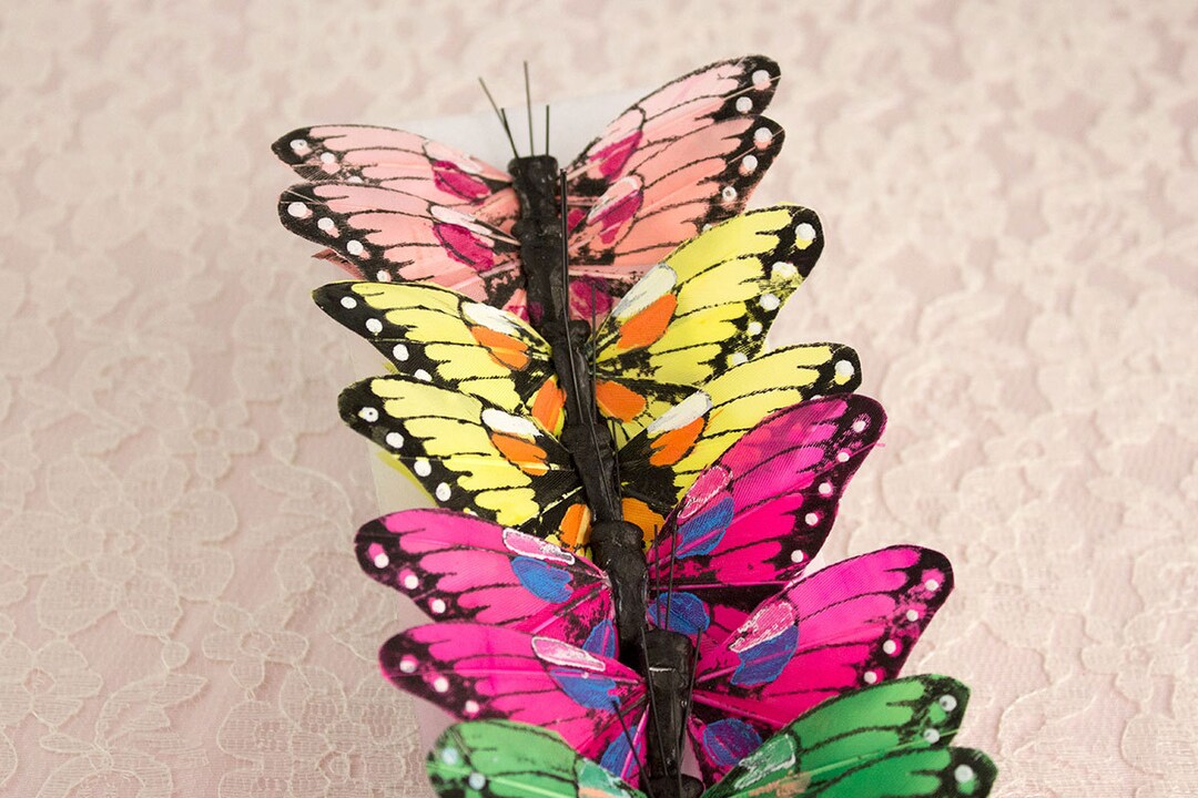 Bright Rainbow Feather Butterflies 12 Monarch Butterflies 3 Inch ...