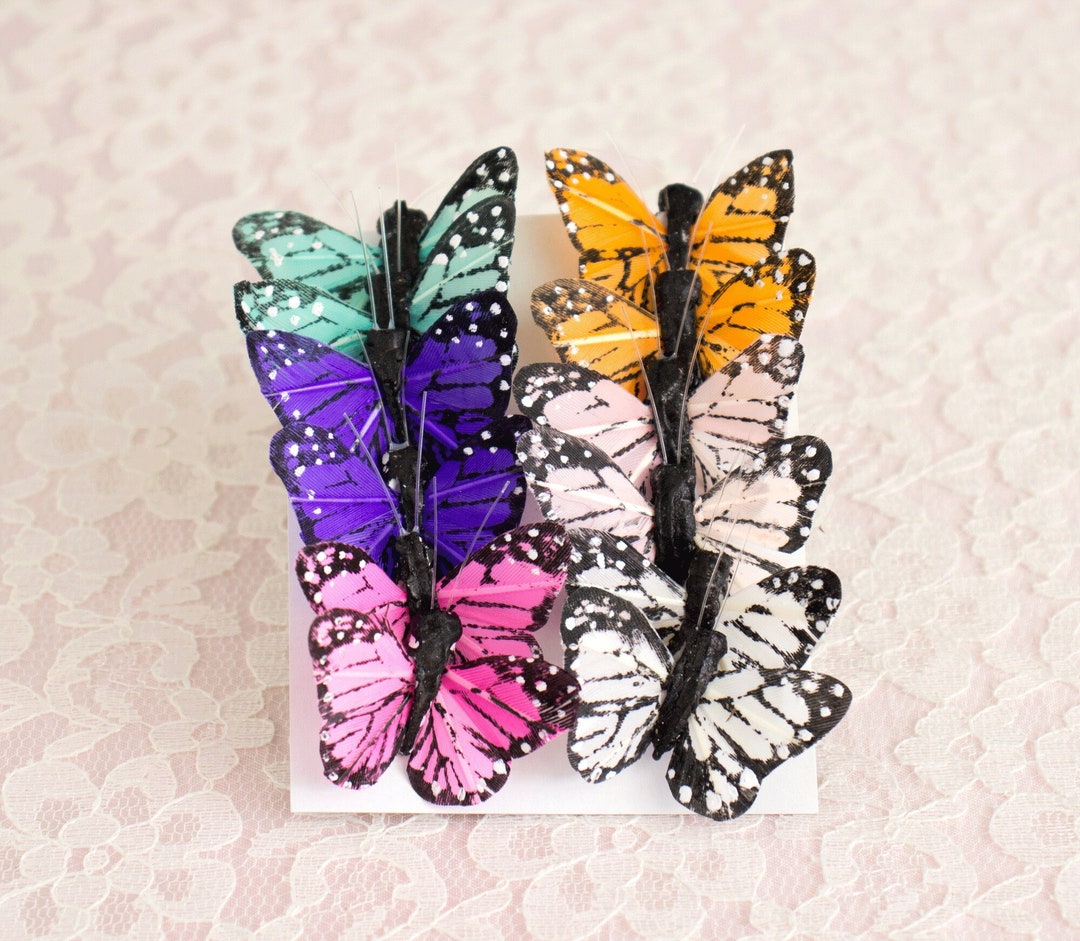 1.5 INCH Pastel Rainbow Feather Butterflies One Dozen Mini Butterfly ...