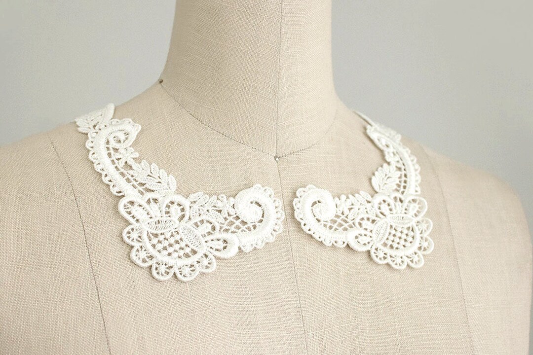 Ivory Venise Floral Peter Pan Lace Collar Two Piece Peterpan Neckline ...