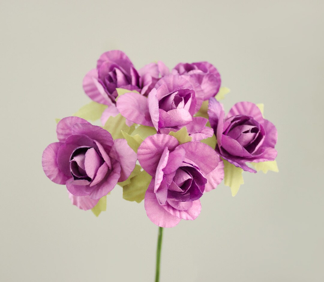Bouquet of 6 Purple Lavender Paper Flowers / 1.5 Inches 38 Mm / Roses ...