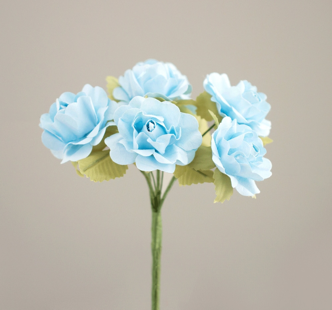 Bouquet Light Blue Paper Flowers 30mm 1.25 Inches Handmade Roses With ...